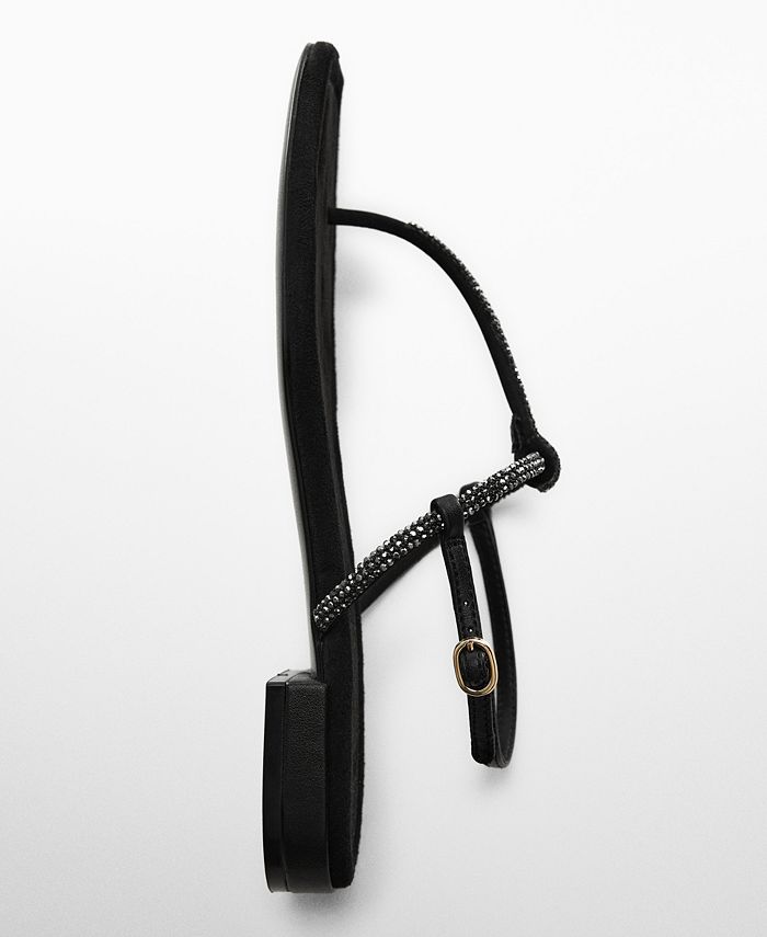 MANGO Women's Strap Rhinestone Sandals - Macy's