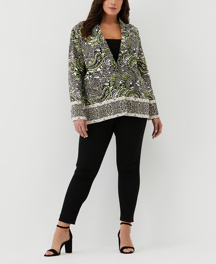 ELLA Rafaella Plus Size Unlined Paisley Print Single Breasted Blazer ...