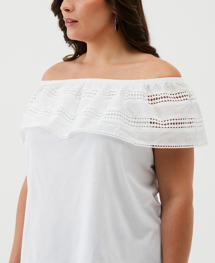 ELLA Rafaella Plus Size Embroidered Off the Shoulder Top - Macy's