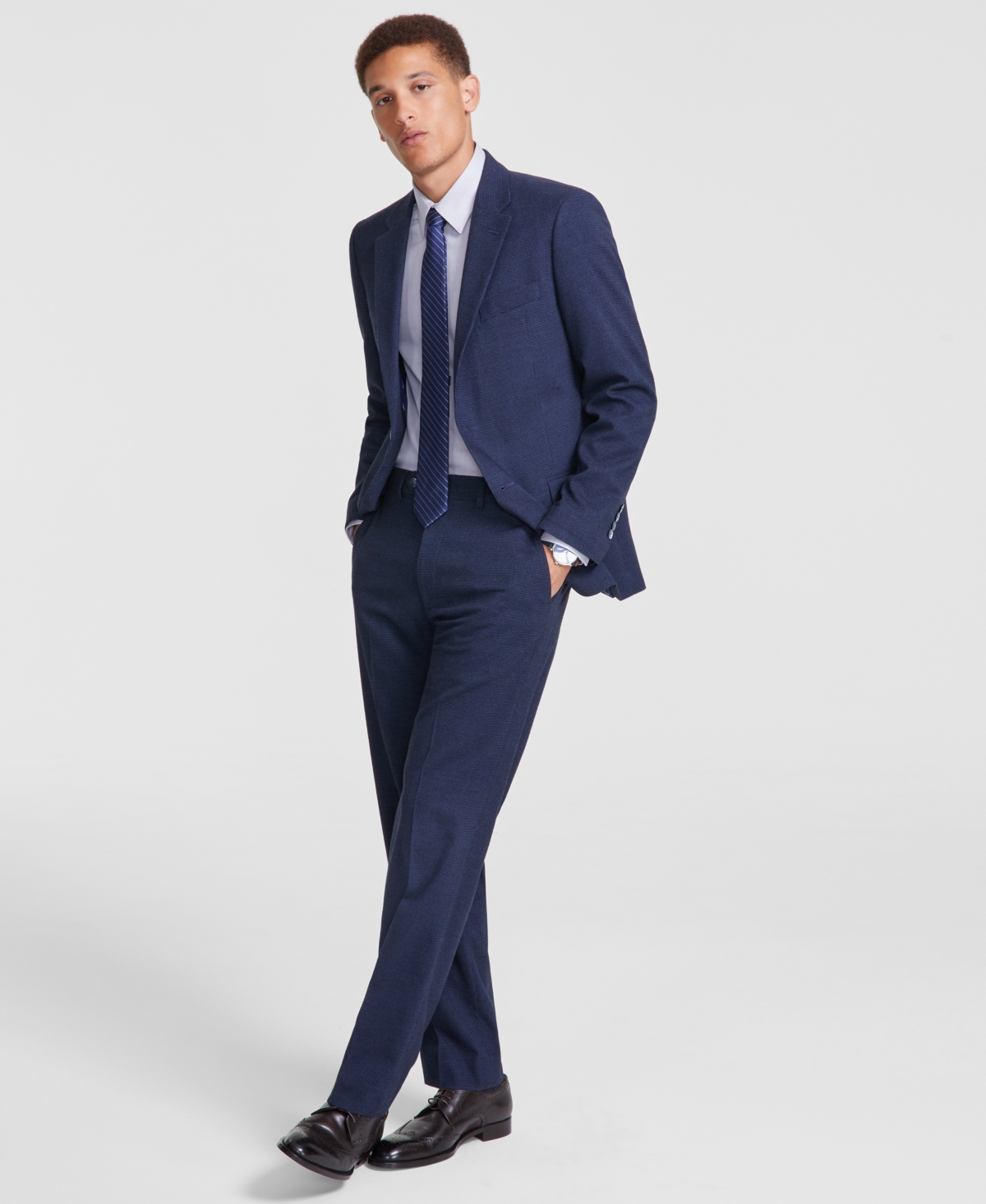 Click here for Nautica Mens Modern-Fit Stretch Suit - Blue Check prices
