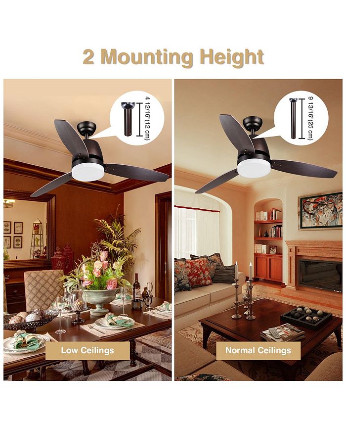 DELight 52" 3 Blades Ceiling Fan with LED Light and Remote Control ...