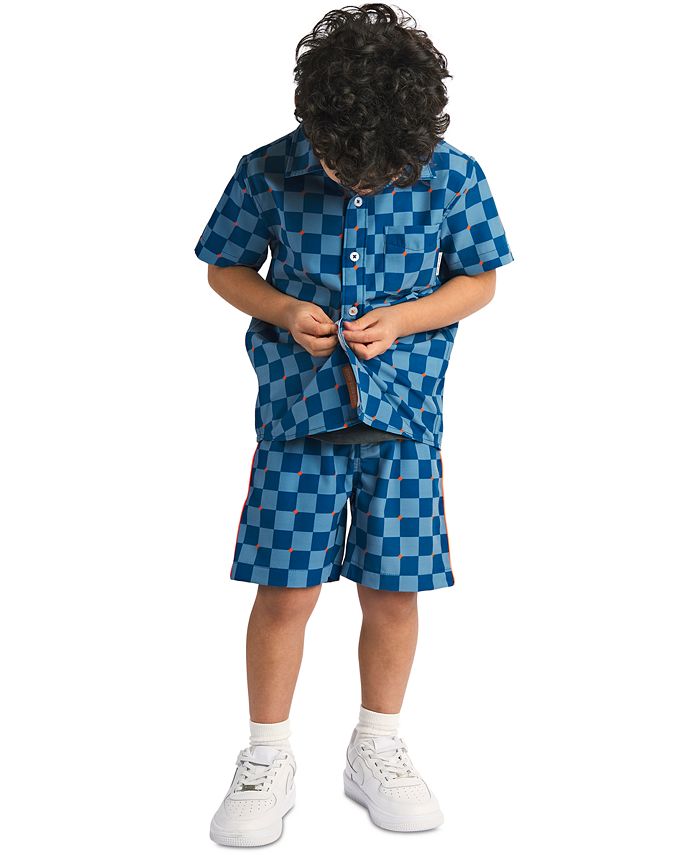 Sovereign Code Big Boys 4-Way-Stretch Checker-Print Swim Trunks - Macy's