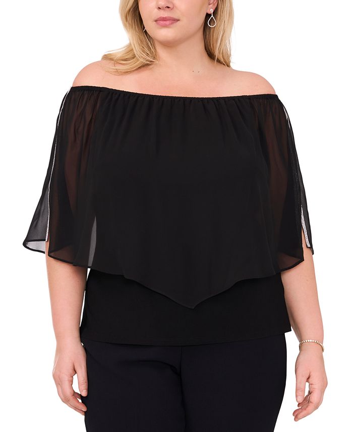 MSK Plus Size Off-The-Shoulder Split-Sleeve Top - Macy's