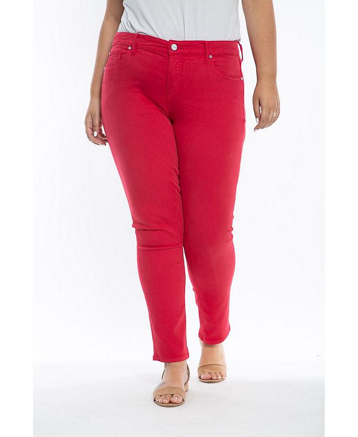 SLINK Jeans Plus Size Color Mid Rise Slim pants - Macy's