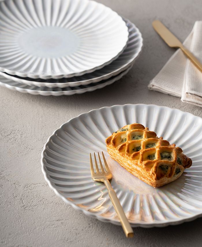 Godinger Pearl Scalloped Iridescent Dinner Plates - Macy's