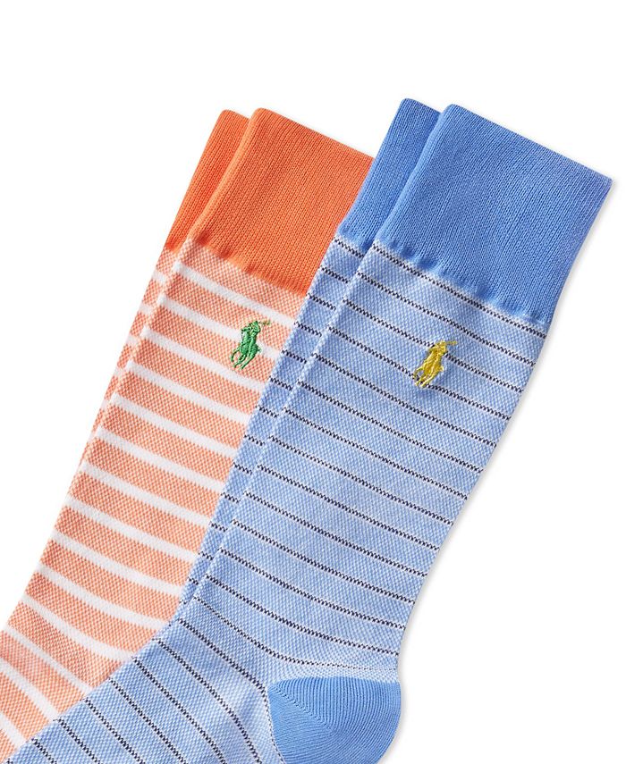 Polo Ralph Lauren Men's 2-Pk. Oxford Striped Slack Socks - Macy's