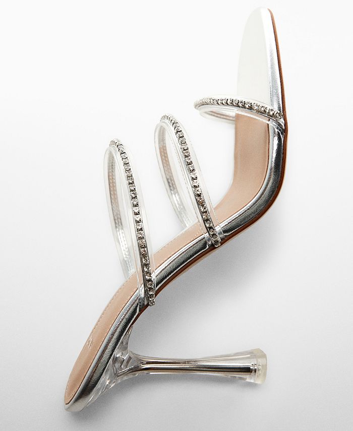 MANGO Women's Rhinestone Straps Heeled Sandals - Macy's