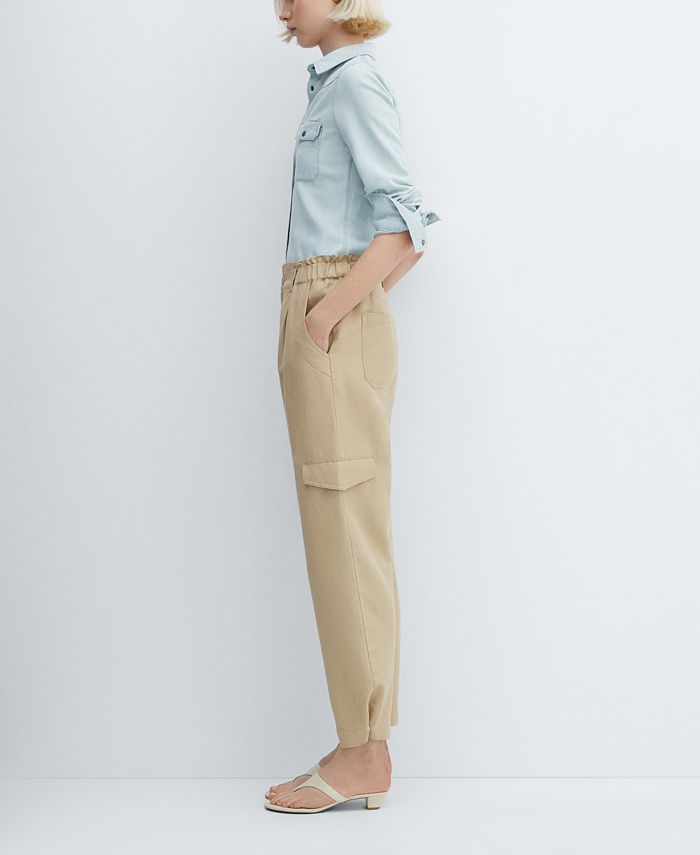 MANGO Women's Linen Cargo Pants - Macy's