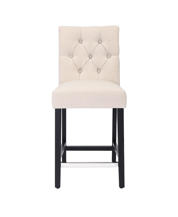 WestinTrends Linen Fabric Tufted Counter Stool (Set of 2) - Macy's
