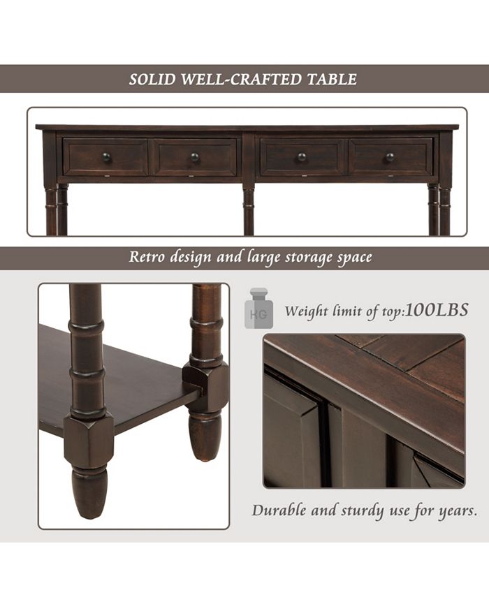 Simplie Fun Console Table Sofa Table Easy Assembly With Two Storage ...