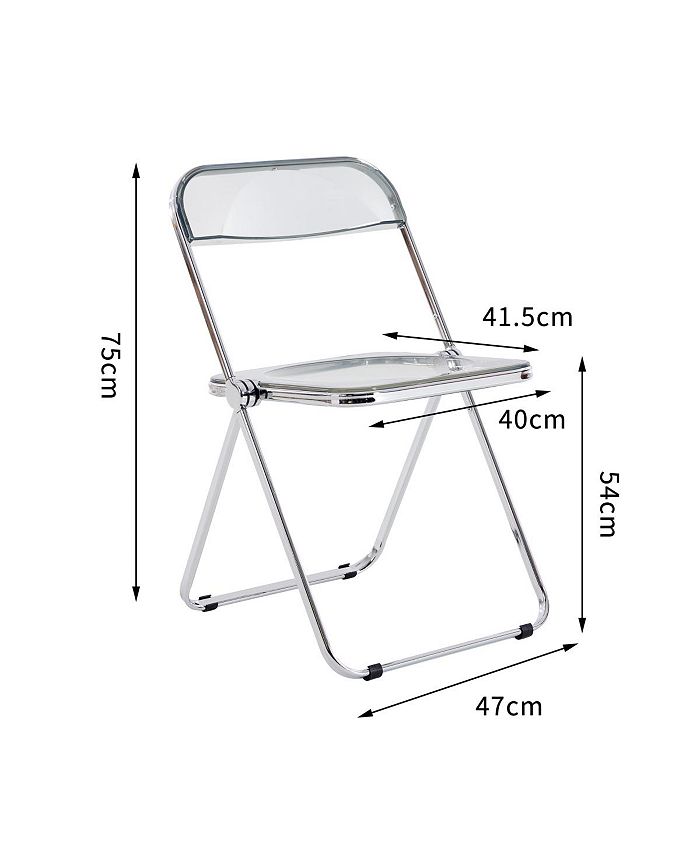 Simplie Fun White Clear Transparent Folding Chair Pc Plastic Living ...