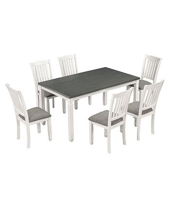 Simplie Fun 7-Piece Dining Table Set Wood Dining Table And 6 ...