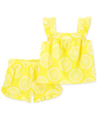Carter's Toddler Girls Lemon-Print Loose-Fit Pajamas Set, 2 Piece Set ...