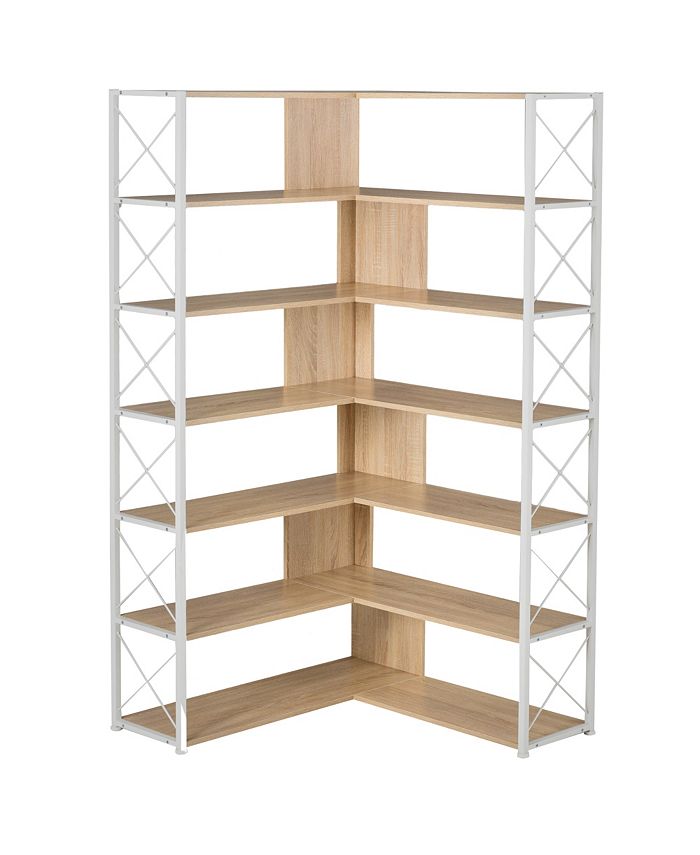 Simplie Fun 7-Tier Bookcase Home Office Bookshelf, L-Shaped Corner ...