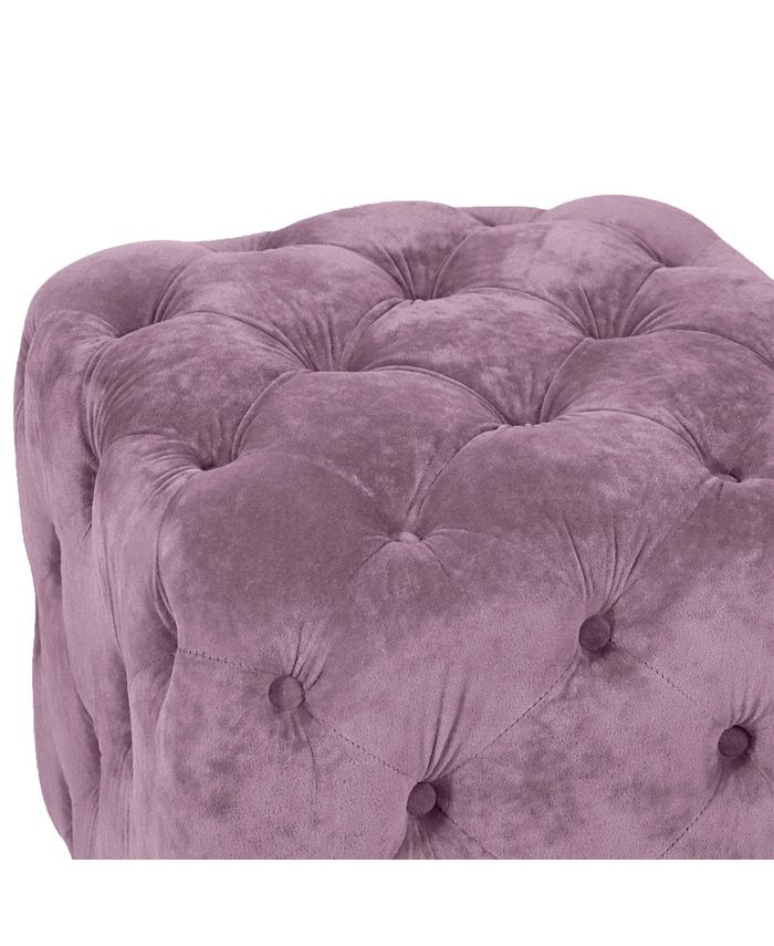 Simplie Fun Modern Purple Velvet Ottoman, Small End Table, Footstool ...