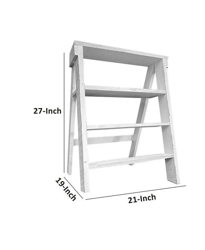 Simplie Fun 27 Inch Pinewood Ladder Bookcase, 4 Tier Open Shelves ...