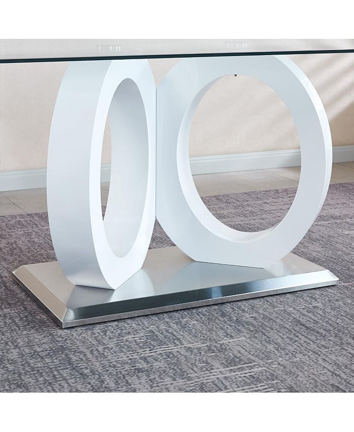 Simplie Fun Modern Design Tempered Glass Dining Table With MDF Middle ...