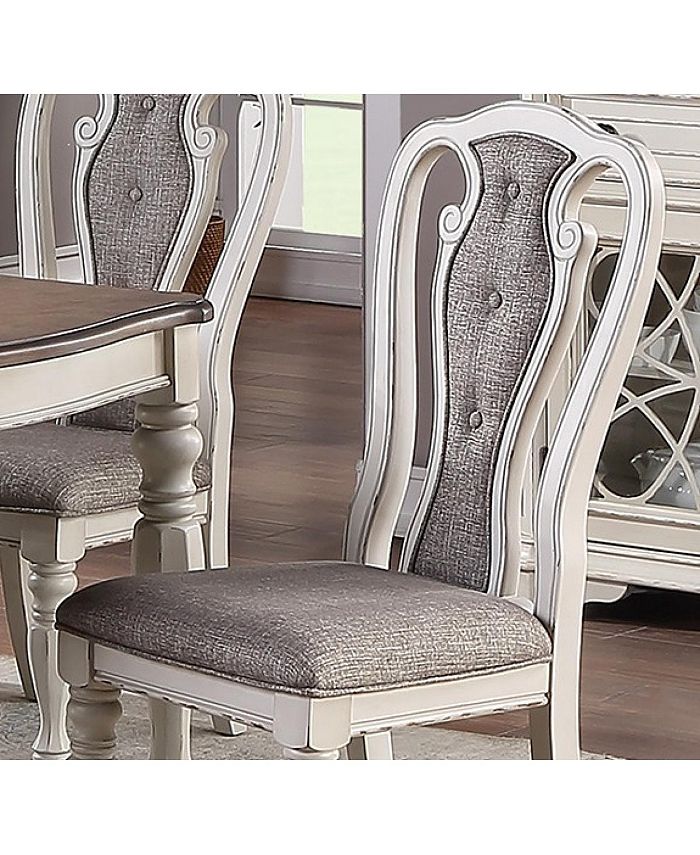 Simplie Fun Set Of 2 Dining Chairs Grey Upholstered Tufted Unique ...
