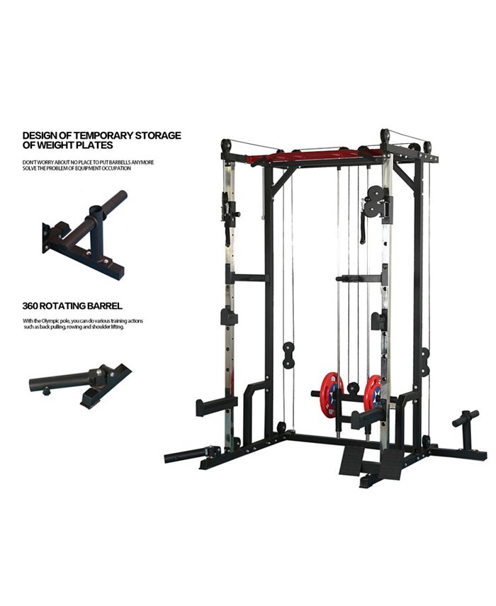 Simplie Fun Power Cage With Lat Pulldown And Weight Storage Rack ...