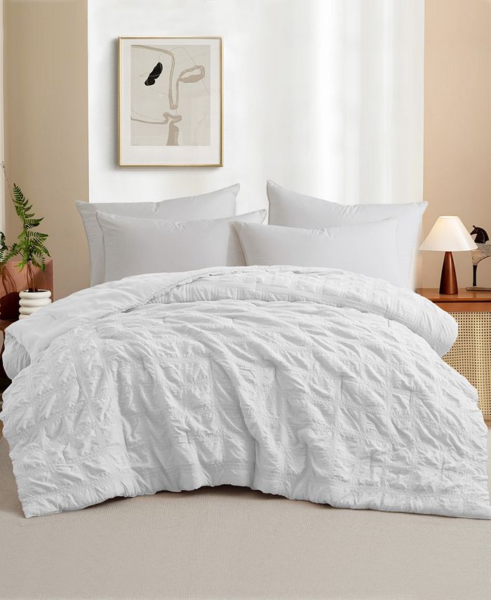 UNIKOME Crinkle Textured Down Alternative Comforter, Full/Queen - Macy's