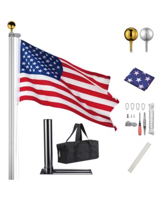 Yescom 20FT Aluminum Flagpole Kit with Tire Mount Base Flag Ball Top ...