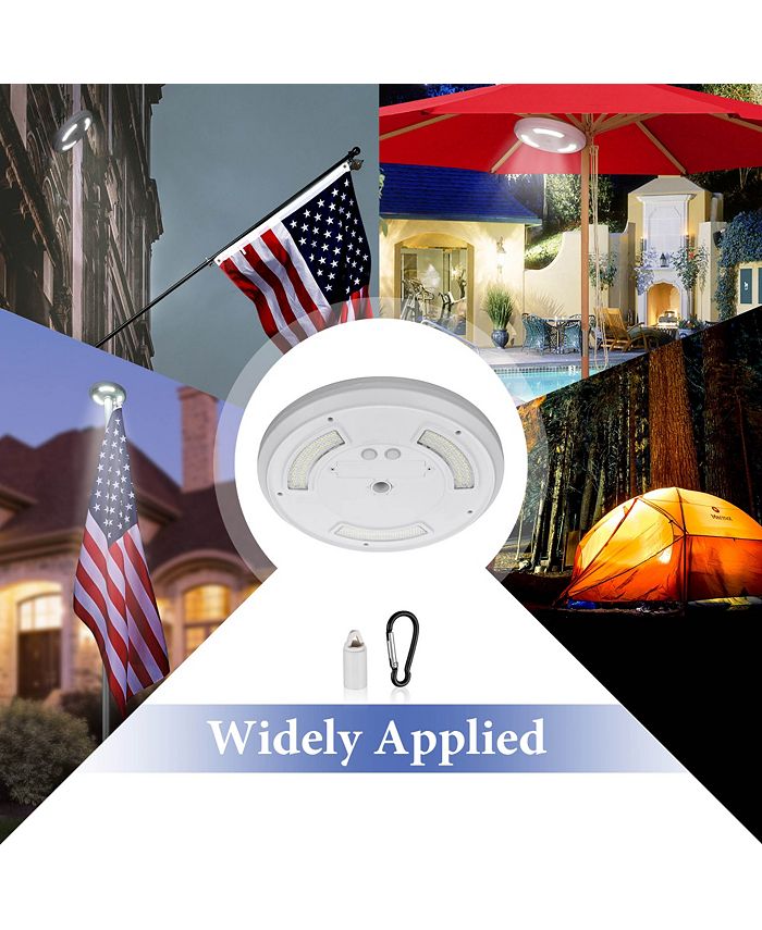 Yescom 30 Ft Sectional Aluminum Flag Pole Kit with 111 LED Solar Light ...