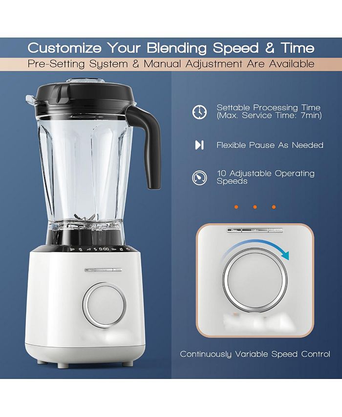 Slickblue 1500W Countertop Smoothies Blender with 10 Speed and 6 Pre ...
