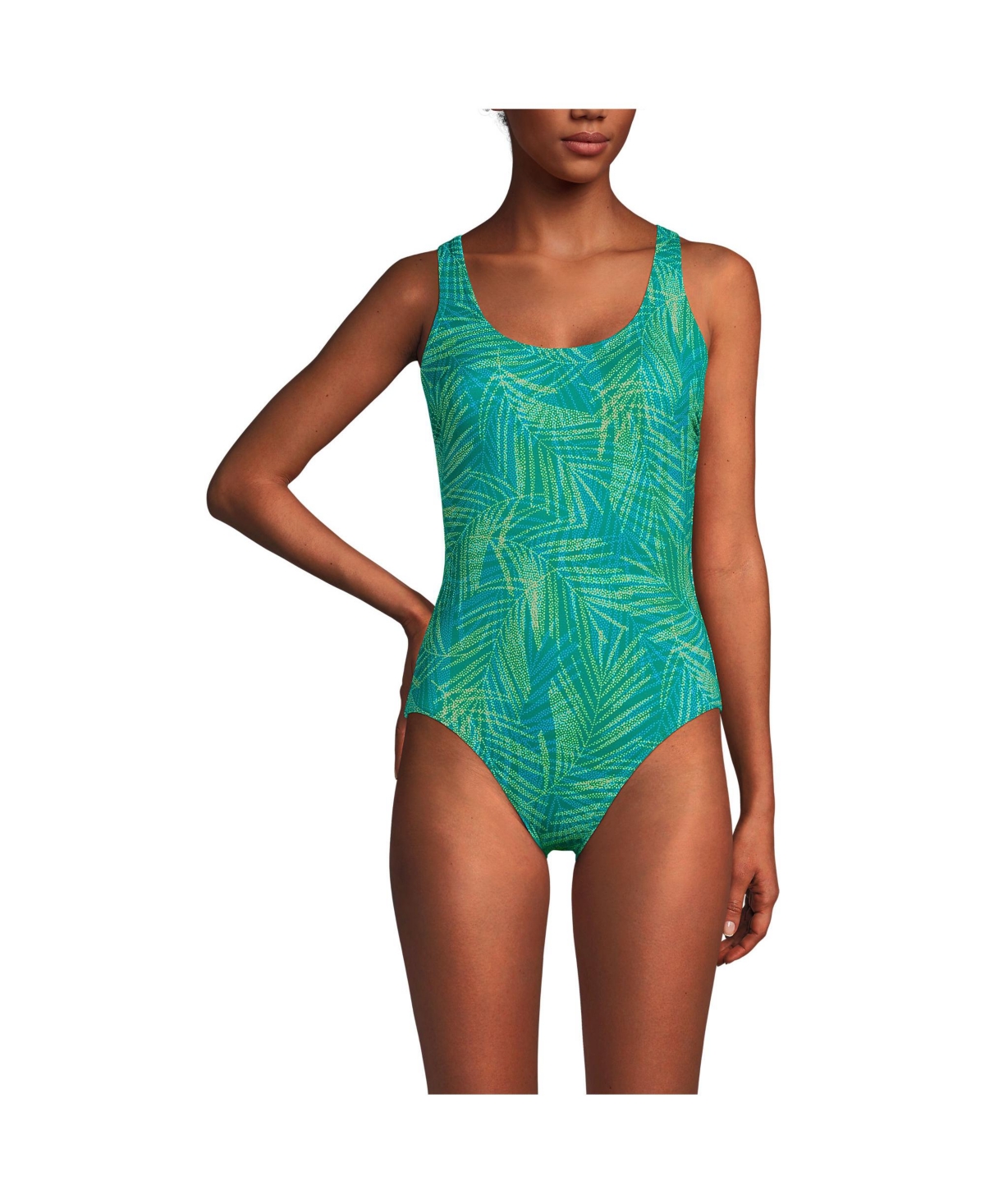 Click here for Lands End Womens Long Tugless X-Back One Piece Swi... prices