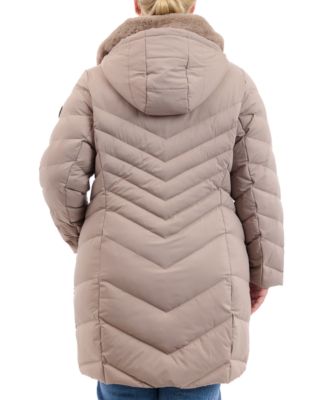 Michael Kors Plus Size Faux Fur Collar Packable Puffer Coat Created for Macy s Macy s