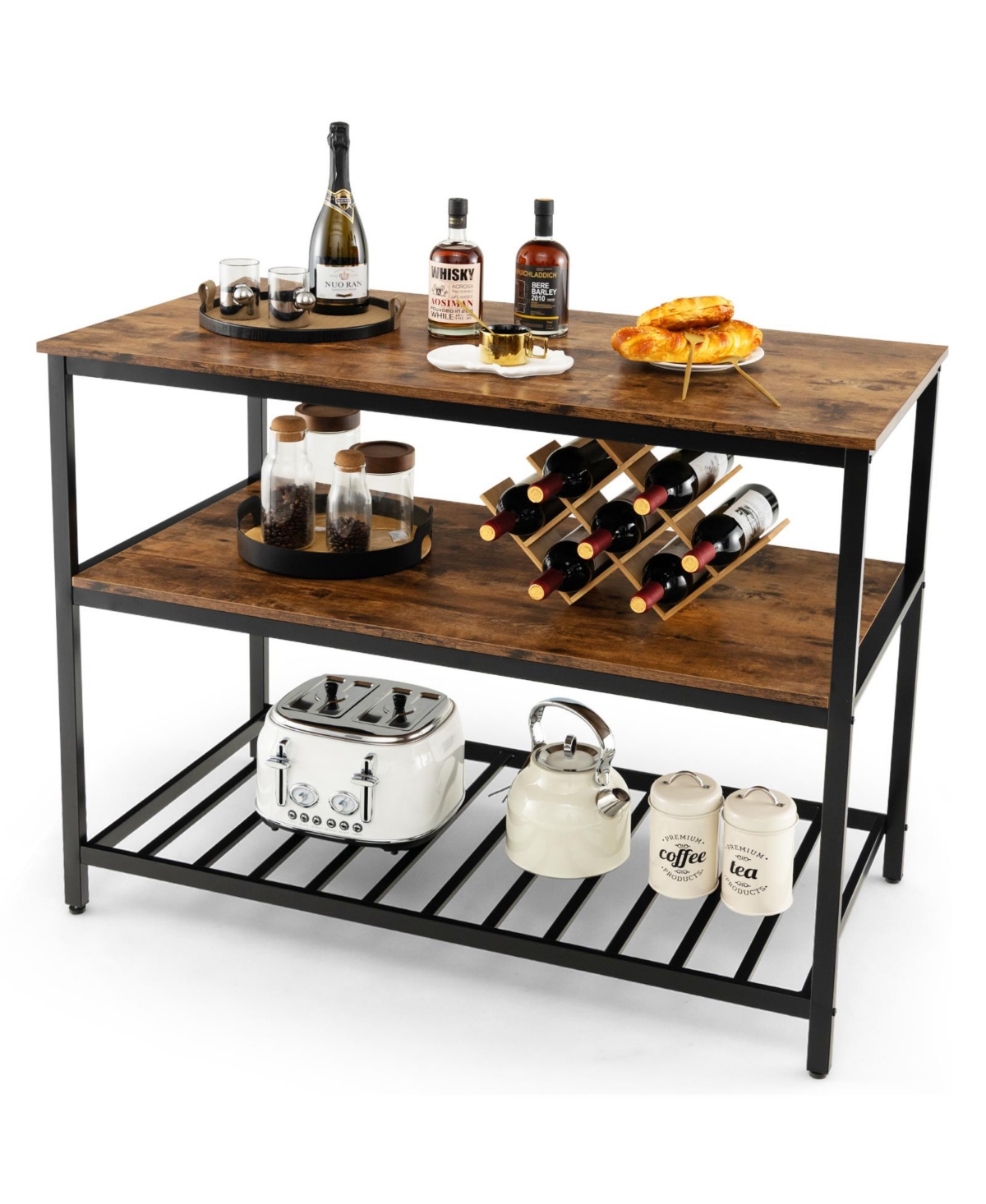 Click here for Sugift 3 Shelves Kitchen Island Industrial Prep Ta... prices