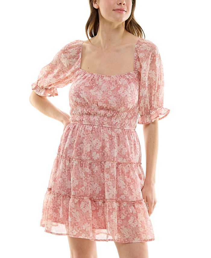 Trixxi Juniors' Emma Puff-Sleeve Mini Dress - Macy's