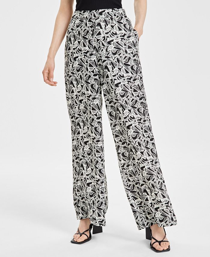 Bar III Women's Printed Wide-Leg Pants, Created for Macy's - Macy's