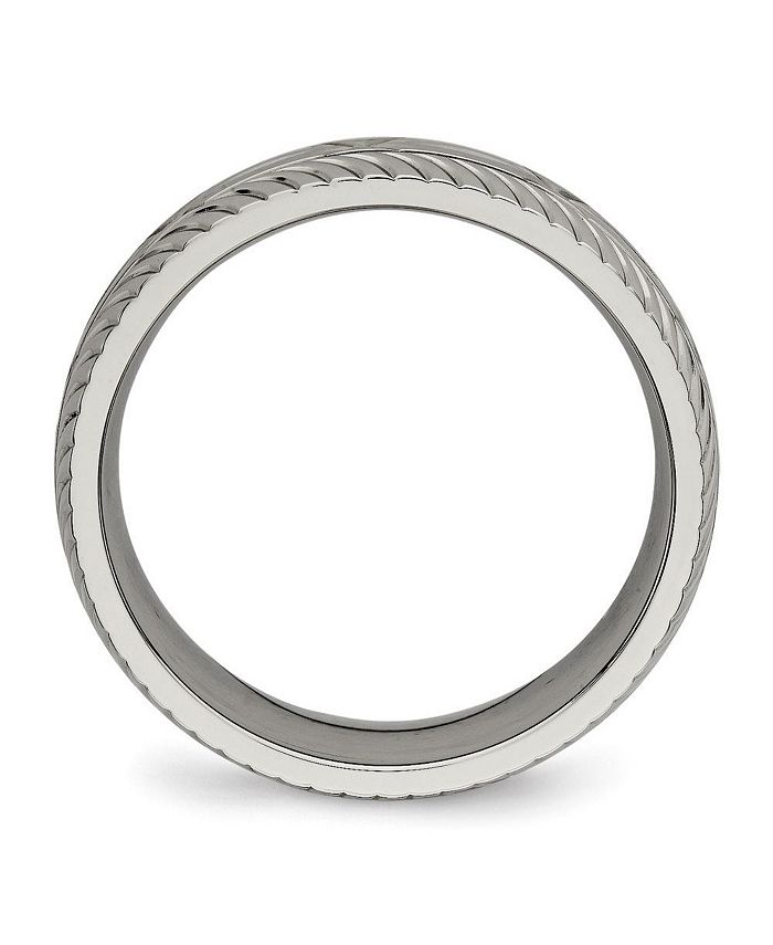 Chisel Titanium Polished Diamond Cut Wedding Band Ring - Macy's