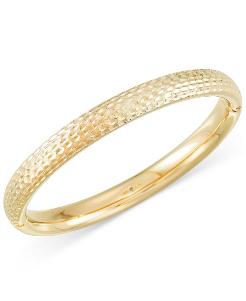 Italian Gold Signature Gold™ Textured Bangle Bracelet in 14k Gold over ...