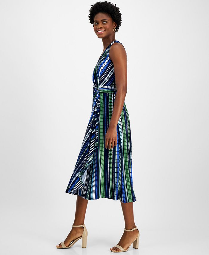 Robbie Bee Women's Side-Ruched Ruffled Midi Dress - Macy's