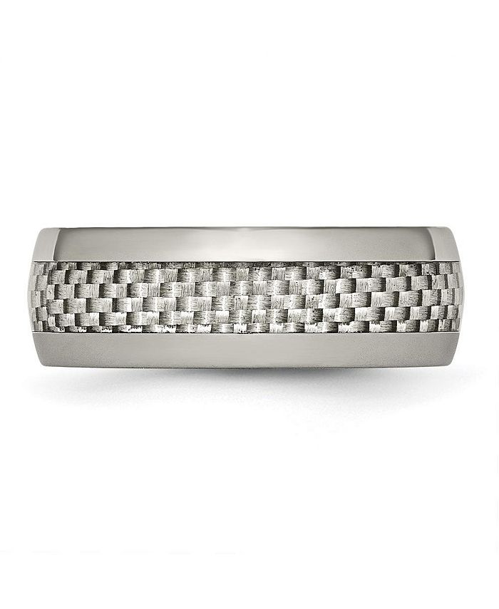 Chisel Titanium Grey Carbon Fiber Inlay Wedding Band Ring - Macy's