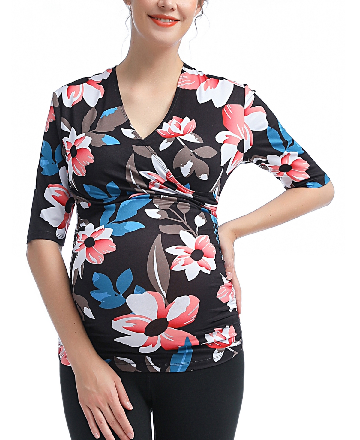 Click here for kimi + kai Maternity V Neck Ruched Nursing Top - M... prices