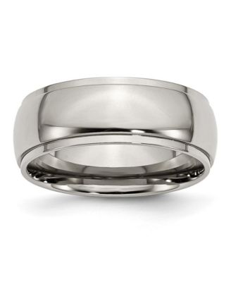 Chisel Titanium Polished Ridged Edge Wedding Band Ring - Macy's