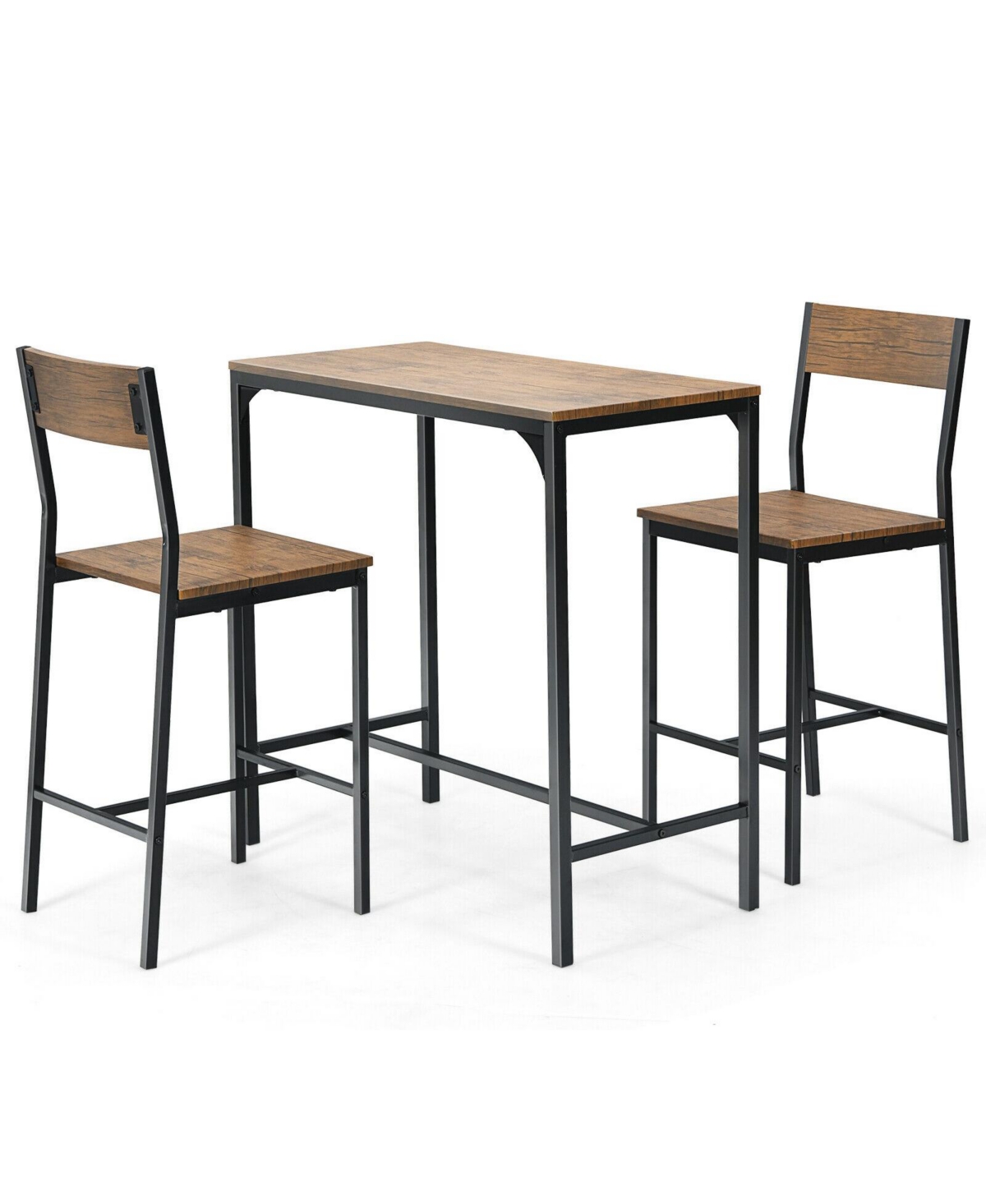 Click here for Sugift 3 Pieces Bar Table Set with 2 Stools - Brow... prices