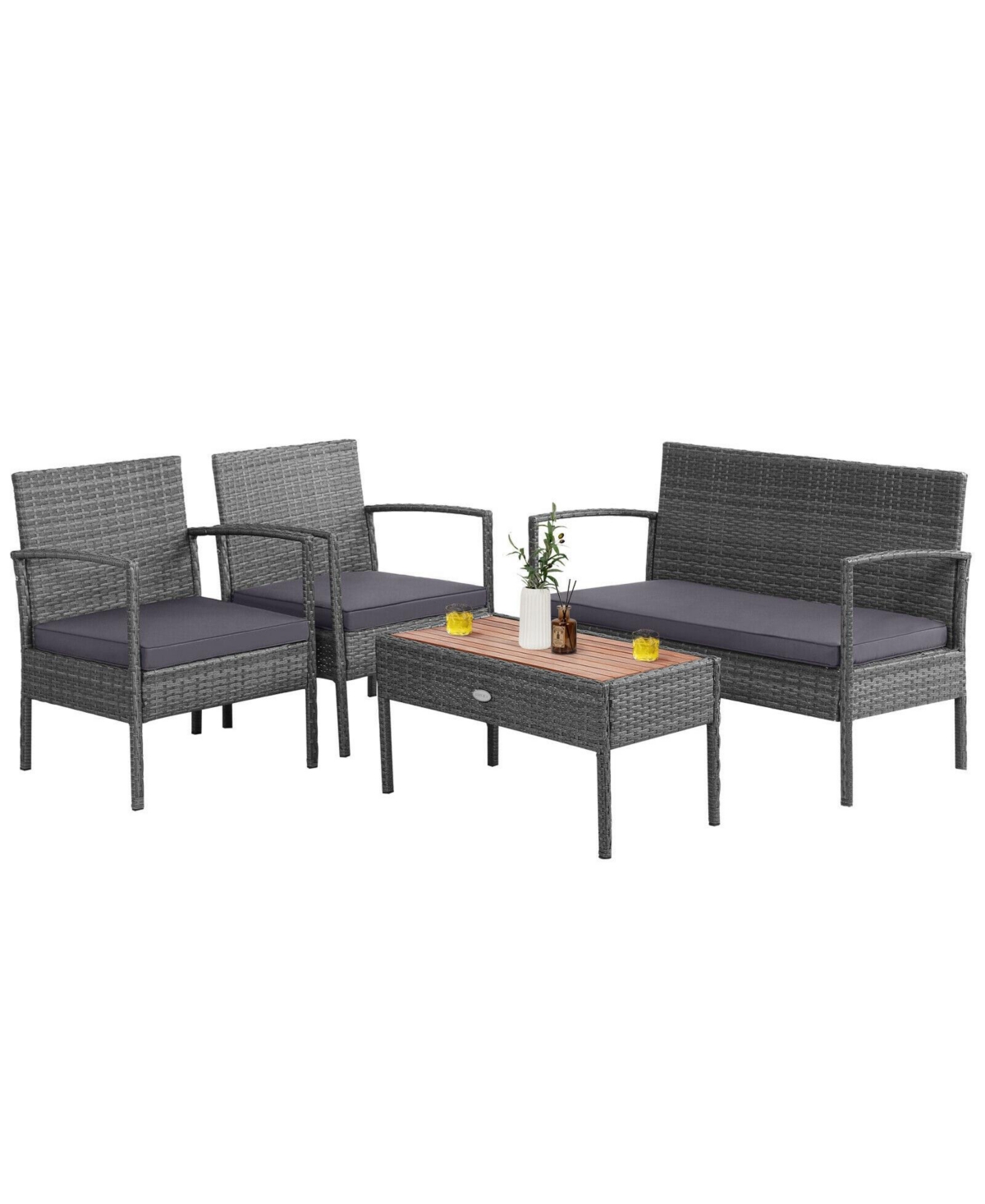 Click here for Sugift 4 Pieces Rattan Patio Conversation Furnitur... prices