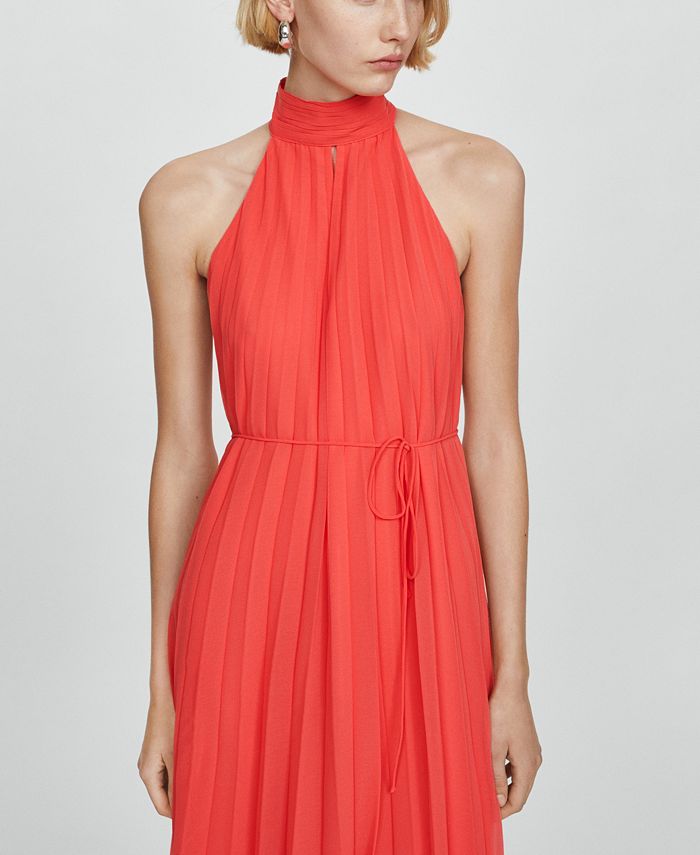 MANGO Women's Pleated Halter Neck Dress - Macy's