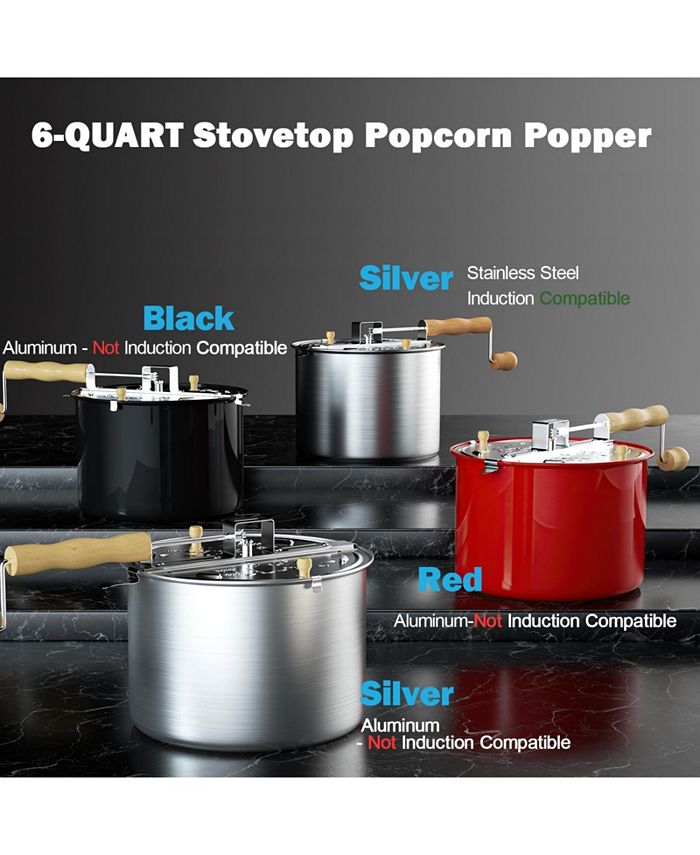 Cook N Home 6 Quart Aluminum Stovetop Popcorn Popper Silver - Macy's