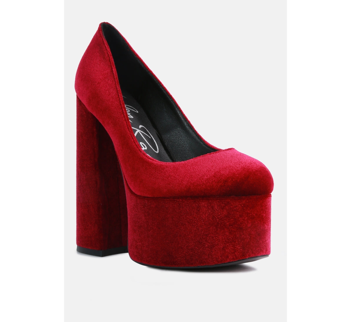 Click here for Old Novelty Platform Heel Velvet Pumps Women - Med... prices