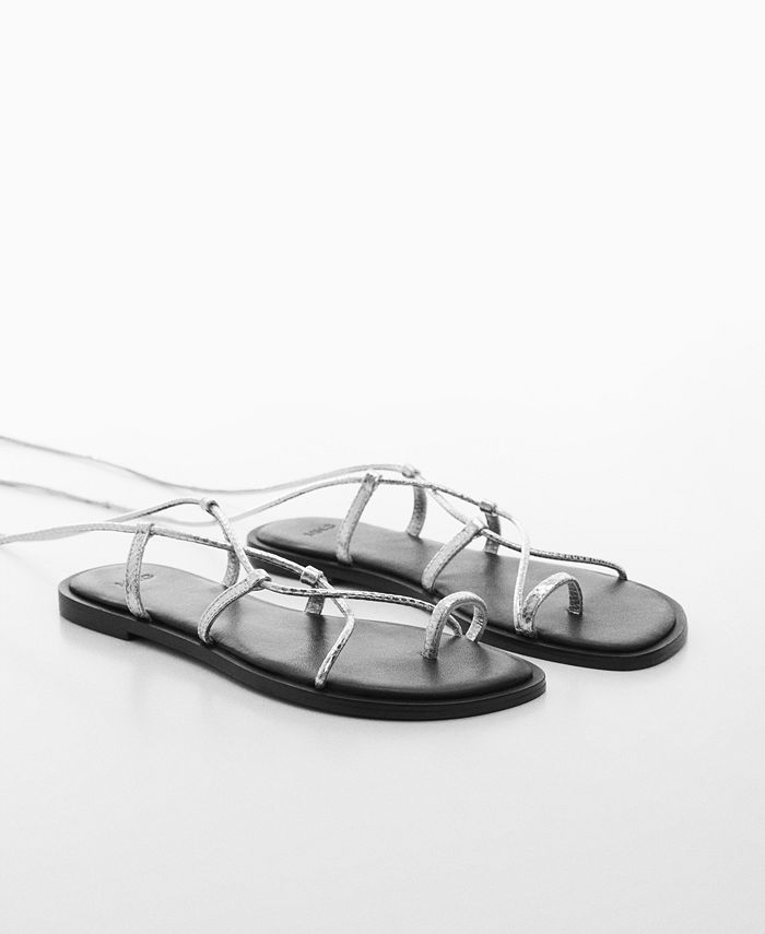 MANGO Women's Metallic Snake Sandals - Macy's