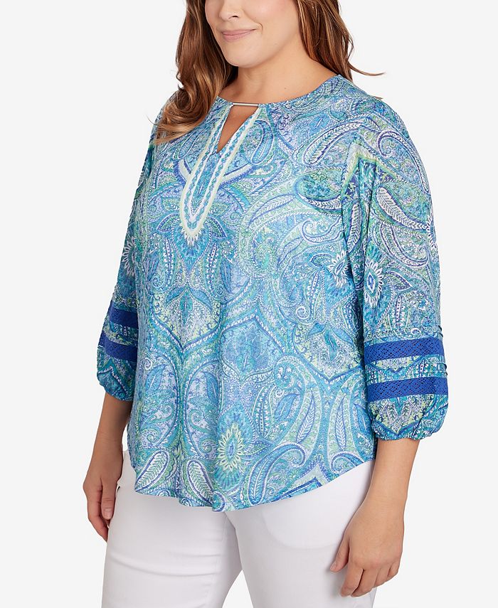 Ruby Rd. Plus Size Paisley Burnout Lace Top - Macy's