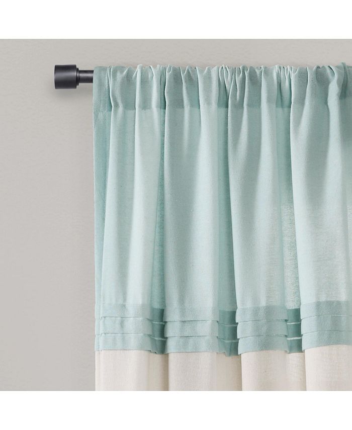 Lush Decor Farmhouse Faux Linen Colorblock Pleated Window Curtain ...