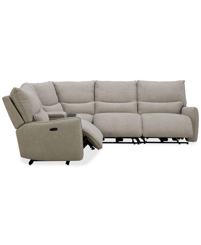 Furniture Olper 5-Pc. Fabric Zero Wall Sectional Sofa with Three Power ...
