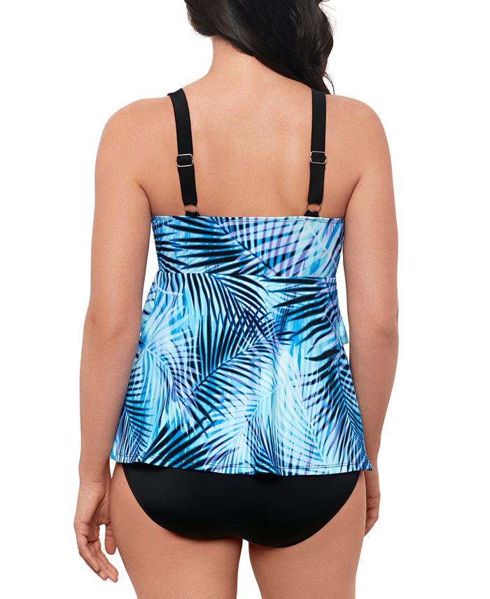 Swim Solutions Womens Leaf It Alone Tiered Fauxkini One Piece Swimsuit