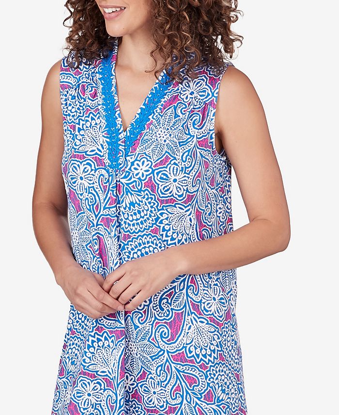 Ruby Rd. Petite Vines Puff Print V Neck Hi/Low Dress - Macy's