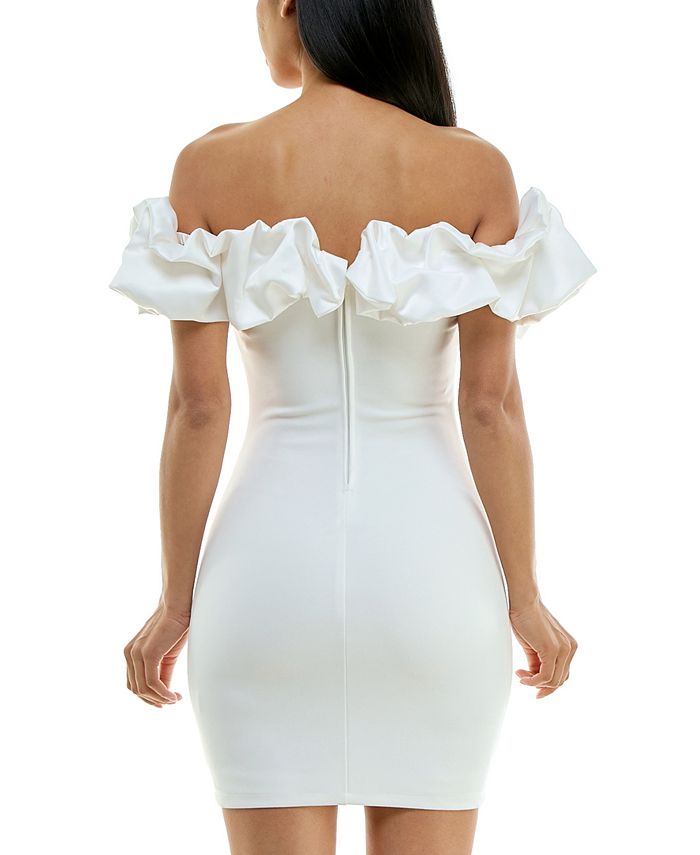 City Studios Juniors' Ruffled Off-The-Shoulder Bodycon Dress - Macy's